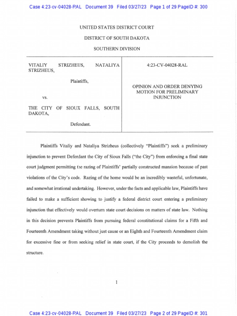 Honorable Judge Lange's Opinion On The City's Move To Demolish The ...