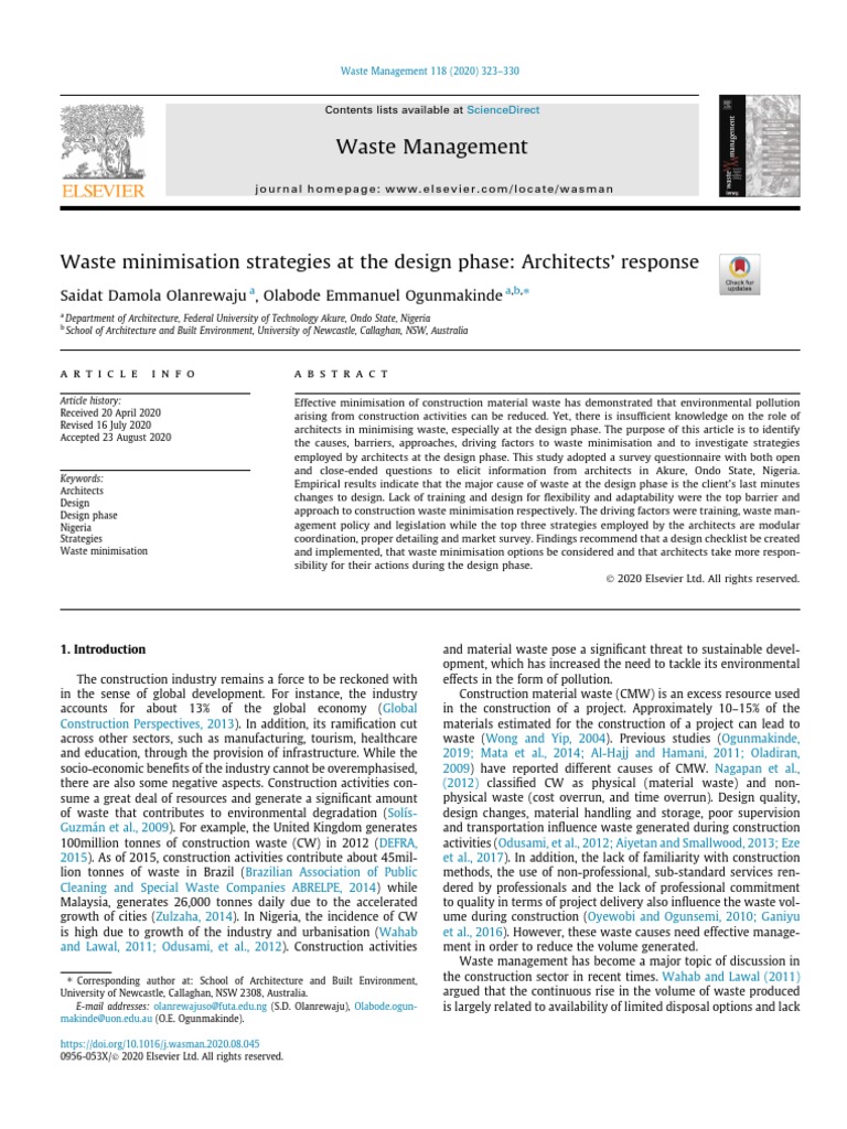 Architects' Role in Waste Minimisation | PDF | Architect | Building ...