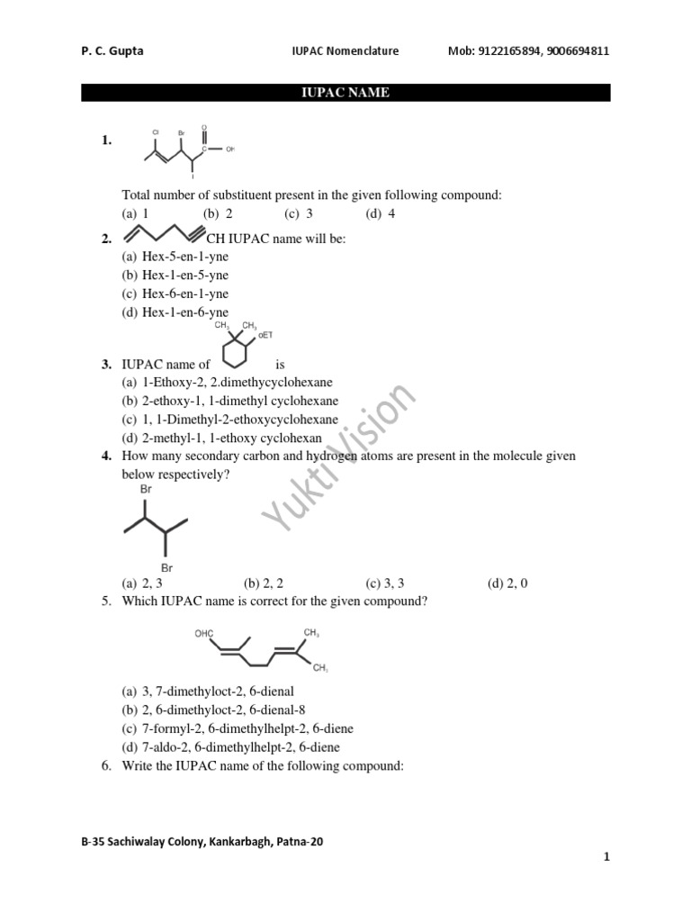 IUPAC Nomanclature | PDF | Chemical Substances | Physical Sciences