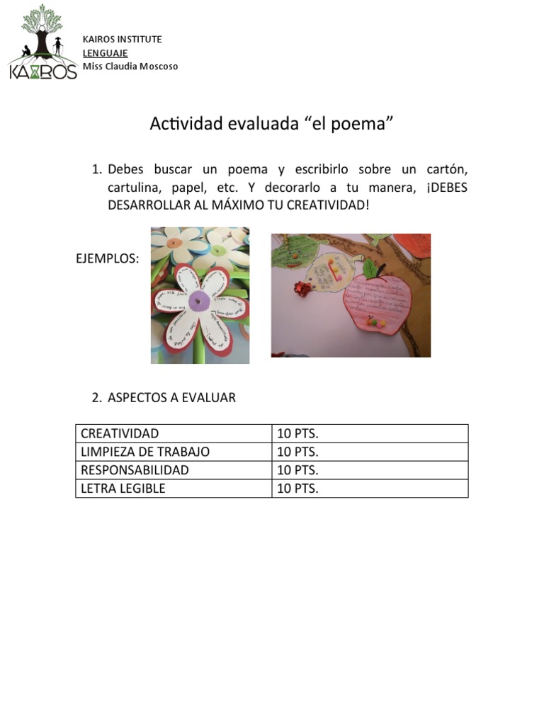 Actividad Evaluada EL POEMA | PDF