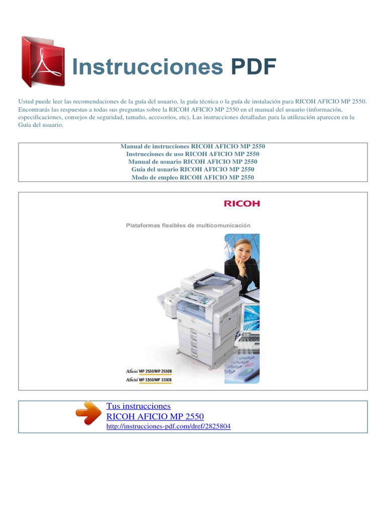 Manual de Usuario RICOH AFICIO MP 2550 | PDF