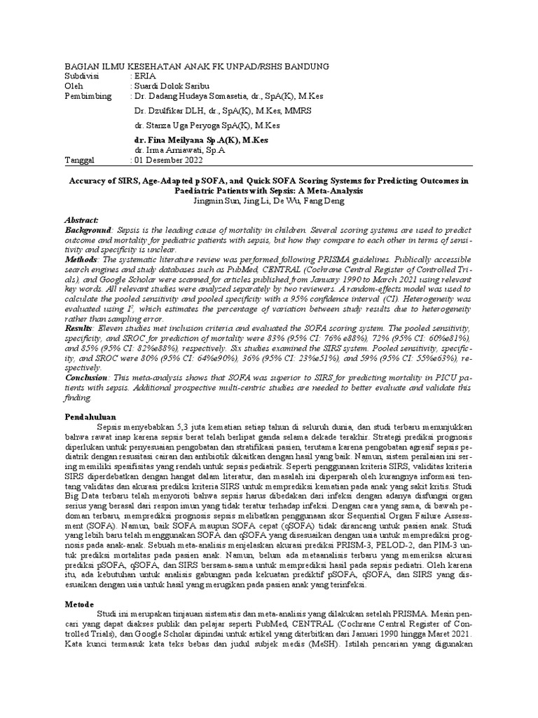 Jourding SIRS and pSOFA | PDF | Sensitivitas dan Spesifisitas ...