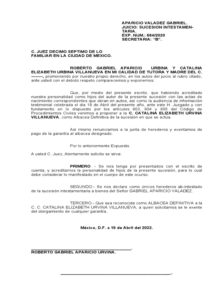 Designacion de Albacea | PDF