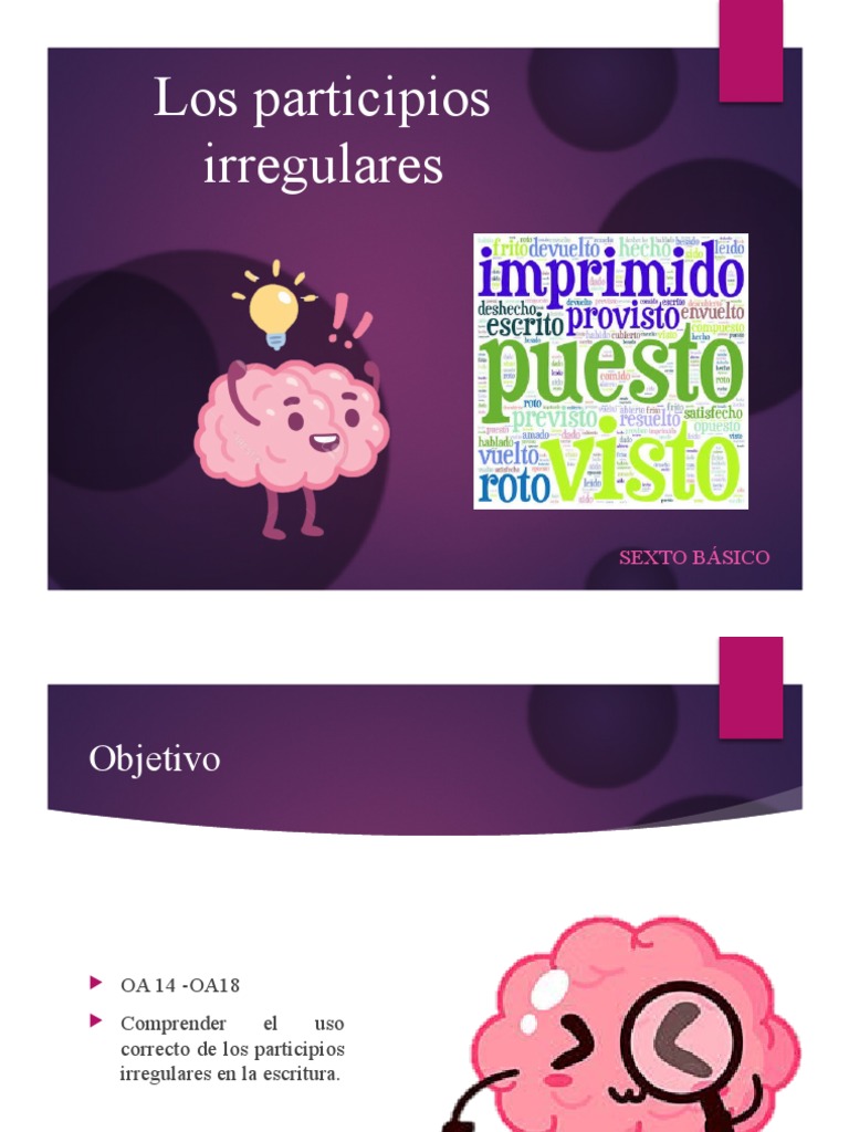 Participios irregulares para 6to básico | PDF | Verbo | Conjugación ...