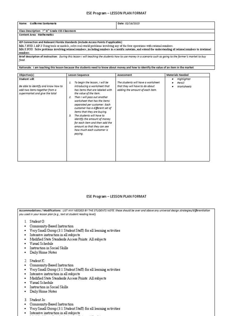 Coaching Cycle 3 Lesson Plan | PDF | Lesson Plan | Worksheet