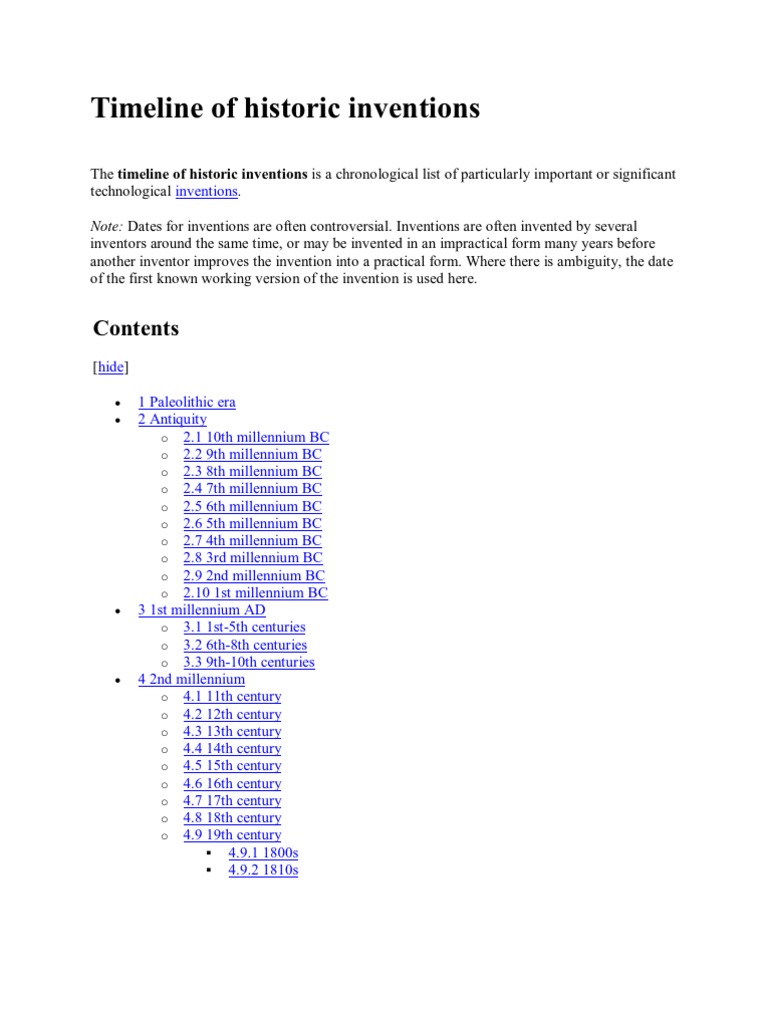 Timeline of Historic Inventions | PDF | Mesopotamia | Sumer
