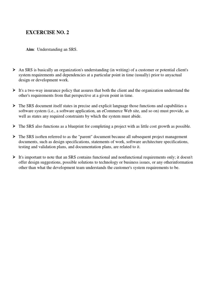 Lab 2 Creating Srs Pdf Specification Technical Standard Software