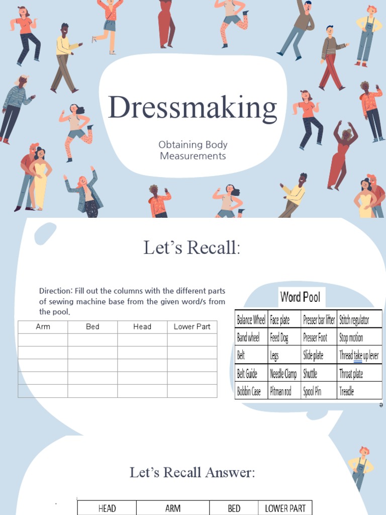 Dressmaking: Obtaining Body Measurements | PDF | Waist | Length