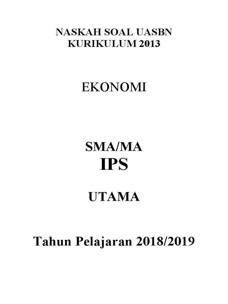 Soal Ut Usbn 2019 Eko | PDF