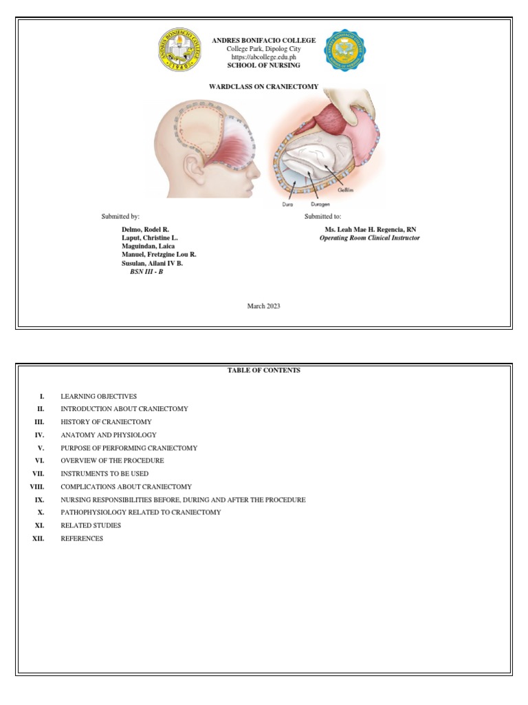 CRANIECTOMY OR Rotation | PDF | Skull | Surgery
