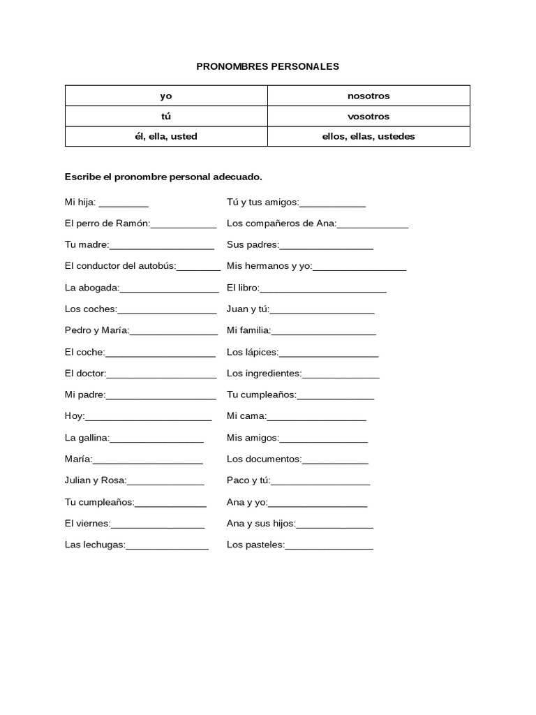 Pronombres Personales en Español | PDF