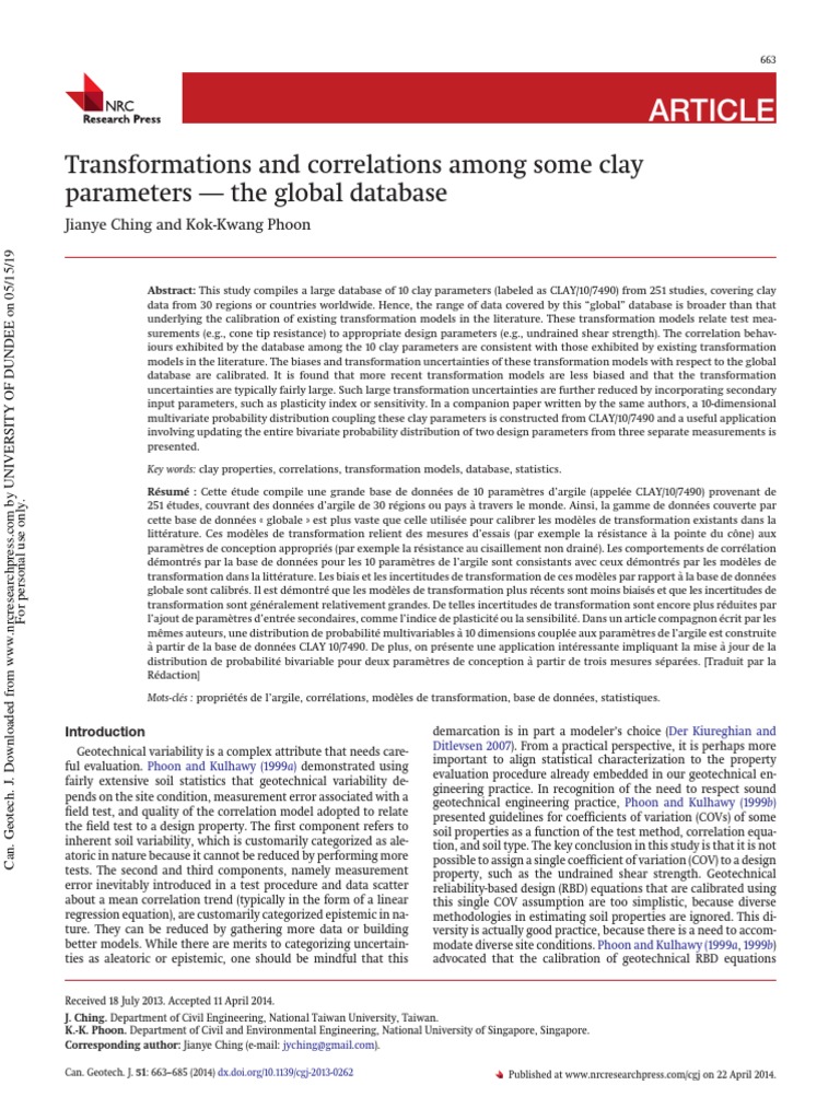Global Database of Clay Parameter Transformations | PDF | Probability ...