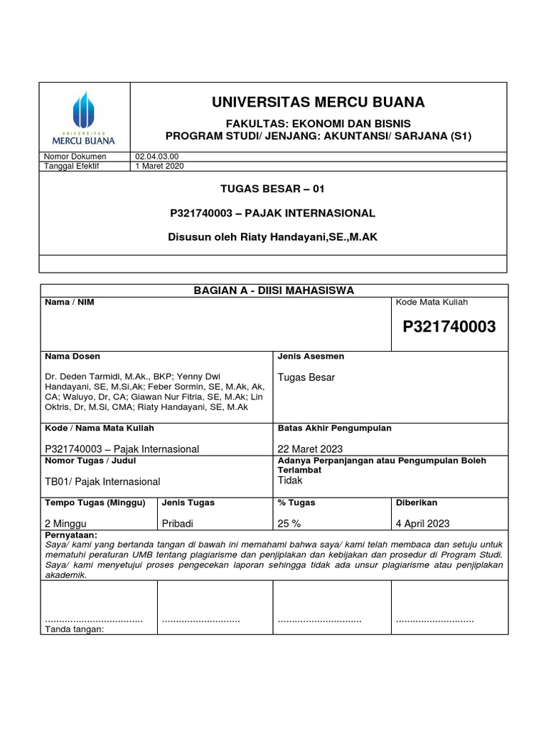 RTM 1 OBE - Pajak Internasional - March2023 | PDF