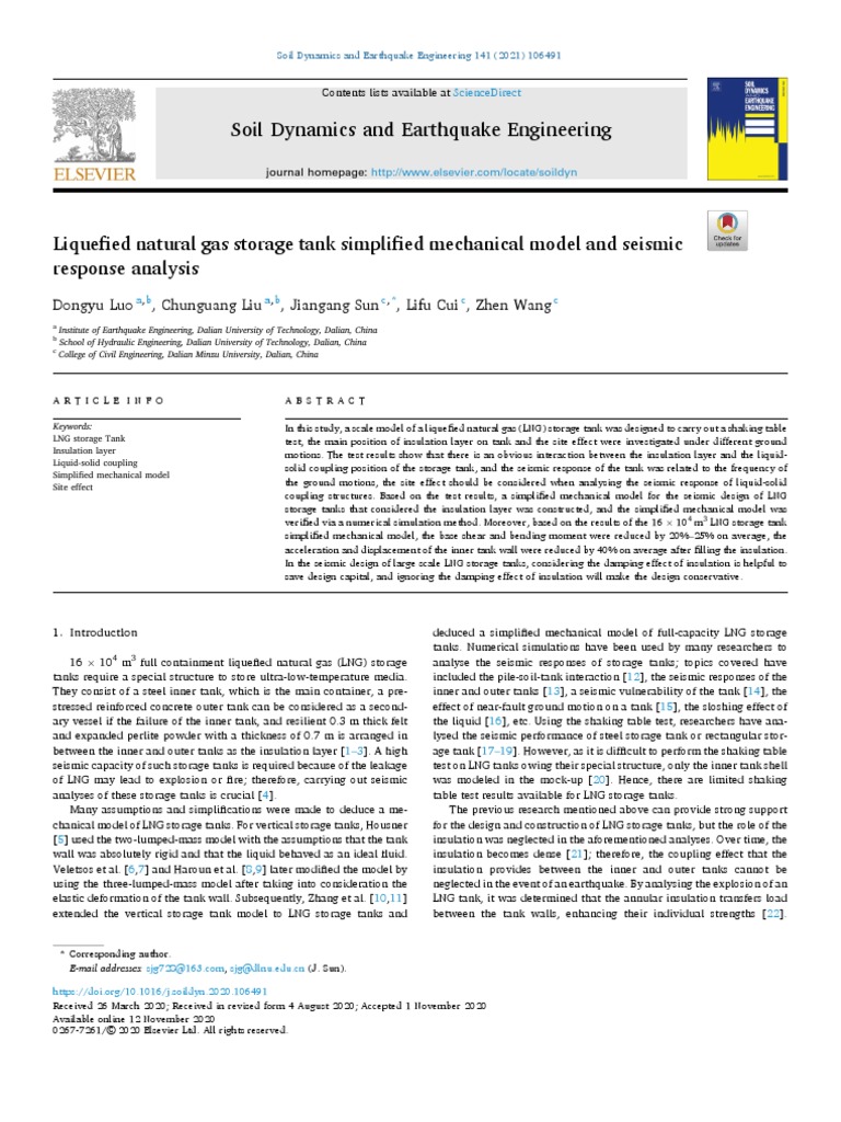 Liquefied Natural Gas Storage Tank Simplified Mechanical Model and ... Liquefied Natural Gas Storage Tank Simplified Mechanical Model and ...