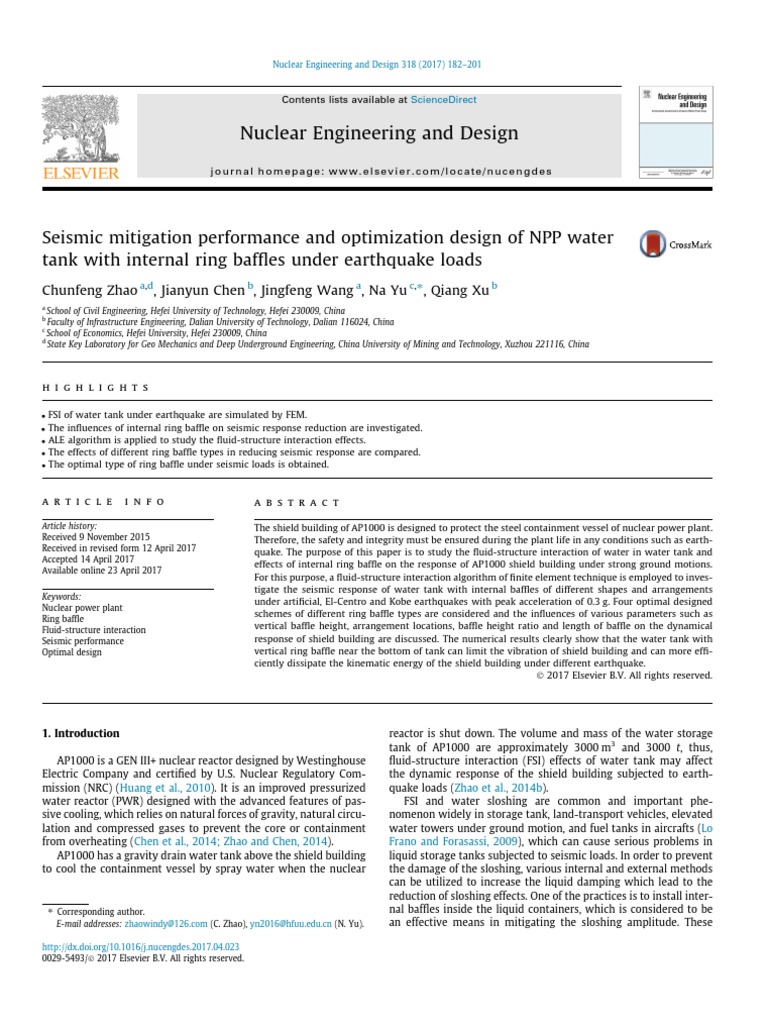 Seismic Mitigation Performance and Optimization Design of NPP Water ...