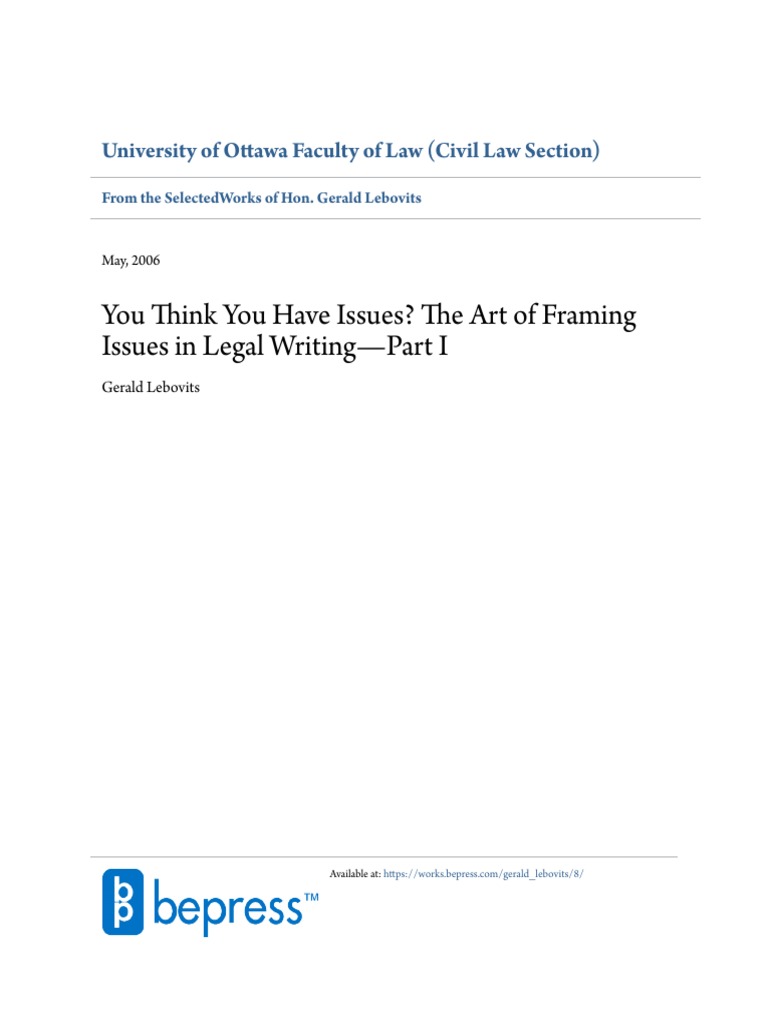 You Think You Have Issues? The Art of Framing Issues in Legal Writing-Part I | PDF | Trials | Reason