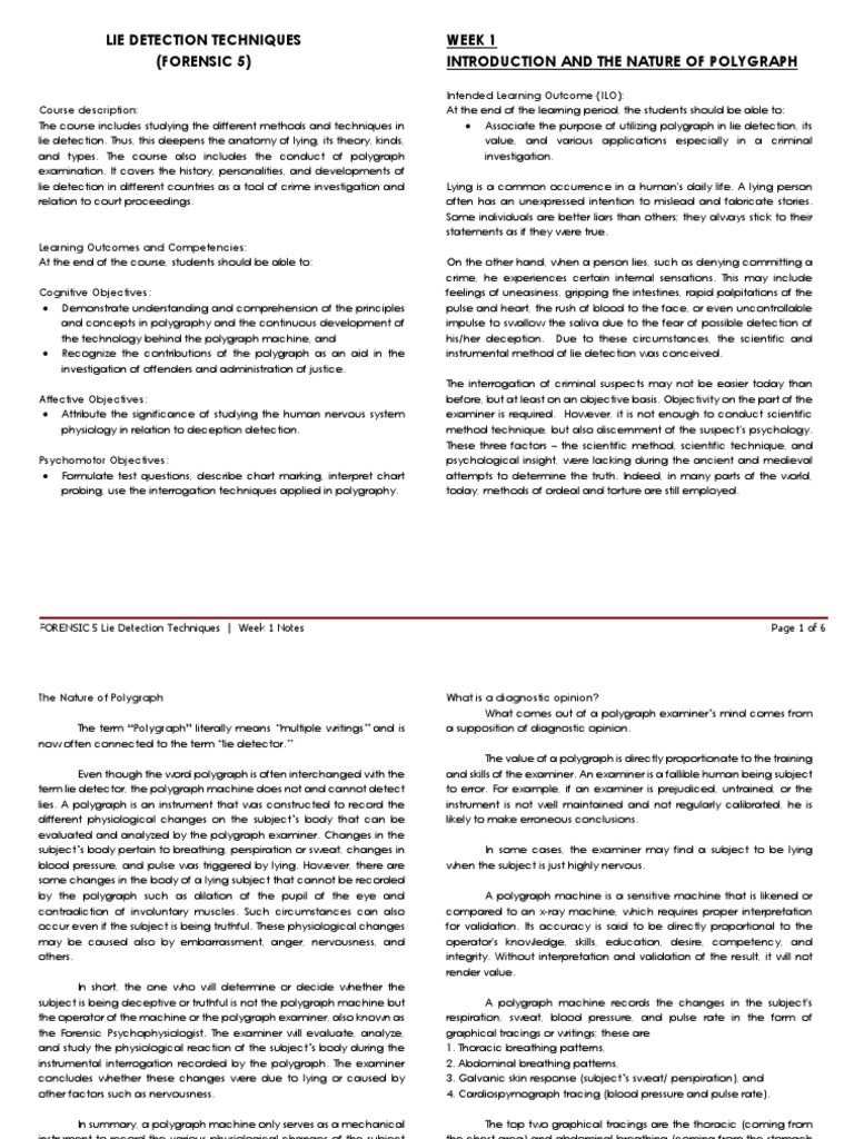 Forensic 5 Week 1 | PDF | Polygraph