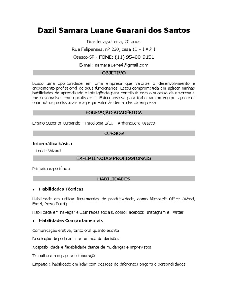 Curriculo Samara | PDF