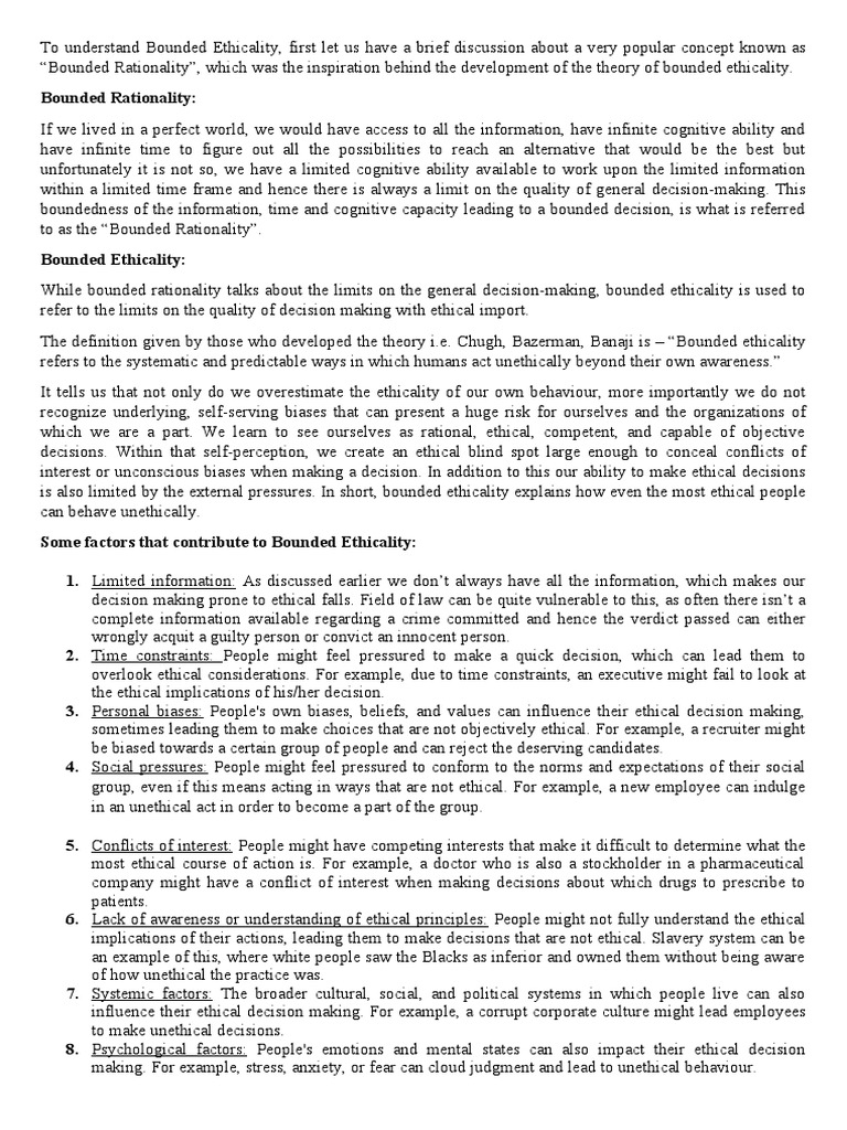 Bounded Ethicality | PDF