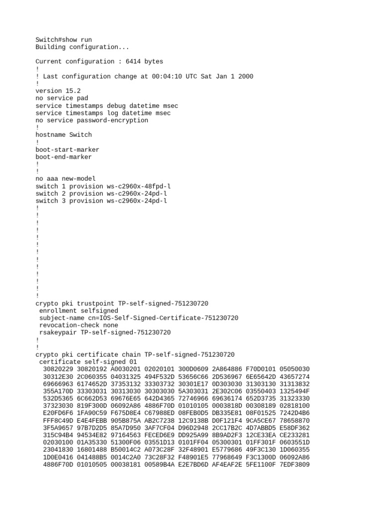 Configuration and VLAN Summary of Switch Network Device | PDF | Communications Protocols | Computing