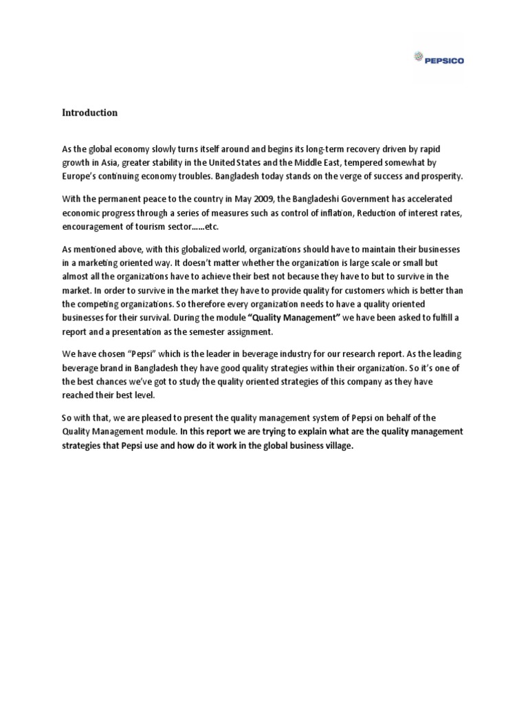 Pepsico Quality Control | PDF | Pepsi | Pepsi Co