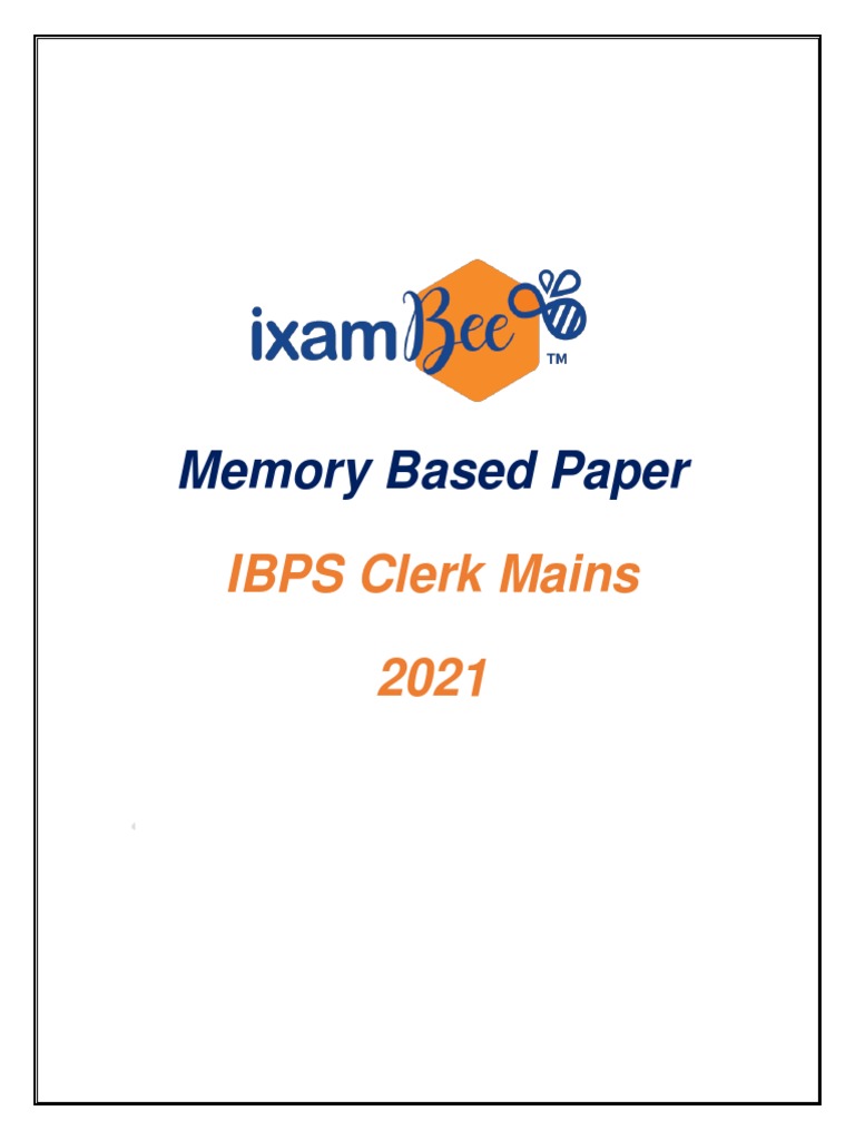 Memory Based Paper: IBPS Clerk Mains 2021 | PDF