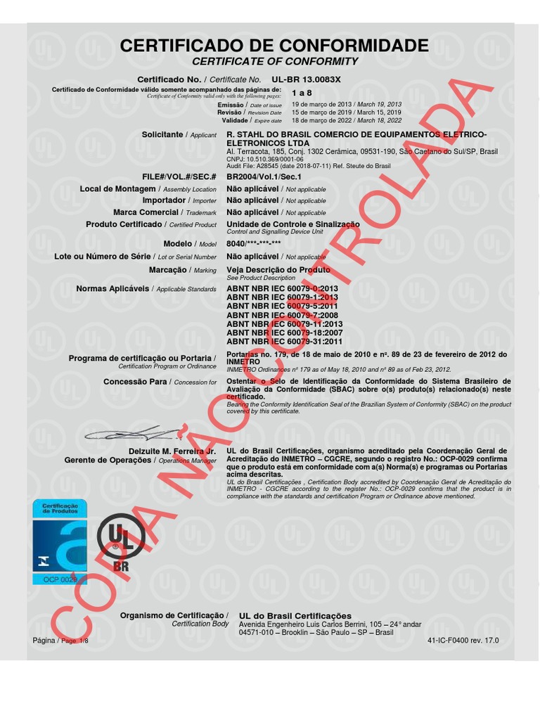 Ex Certificate ULBR130083X 005 00 | PDF