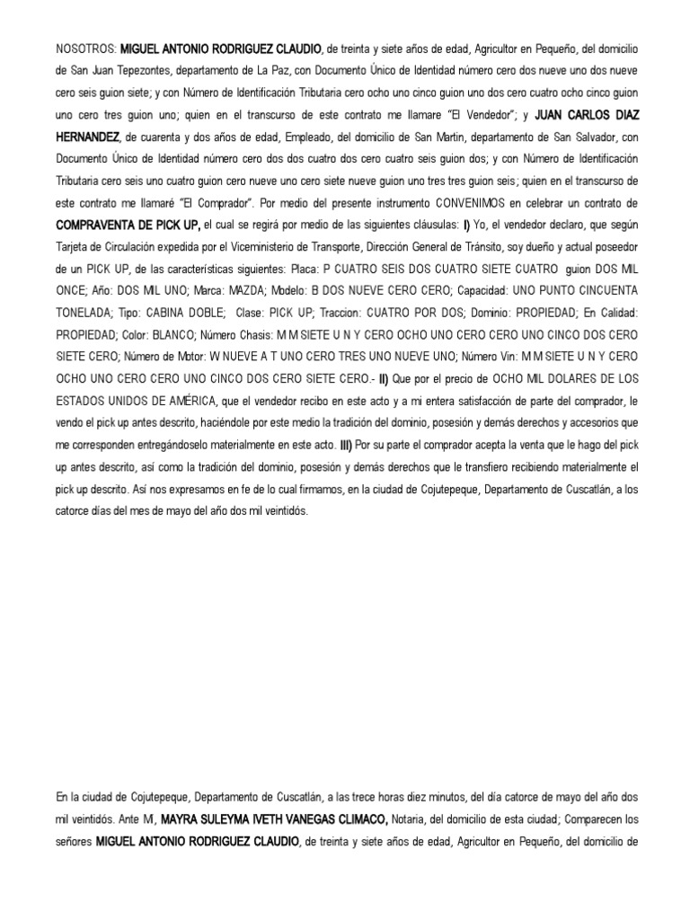 Compraventa Segun Tarjeta Sres. Juan Carlos Diaz Hernandez y Otro 14-05 ... Compraventa Segun Tarjeta Sres. Juan Carlos Diaz Hernandez y Otro 14-05 ...