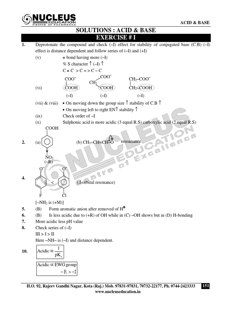 Acid Bases Sheet Solution Pdf Acid Carboxylic Acid
