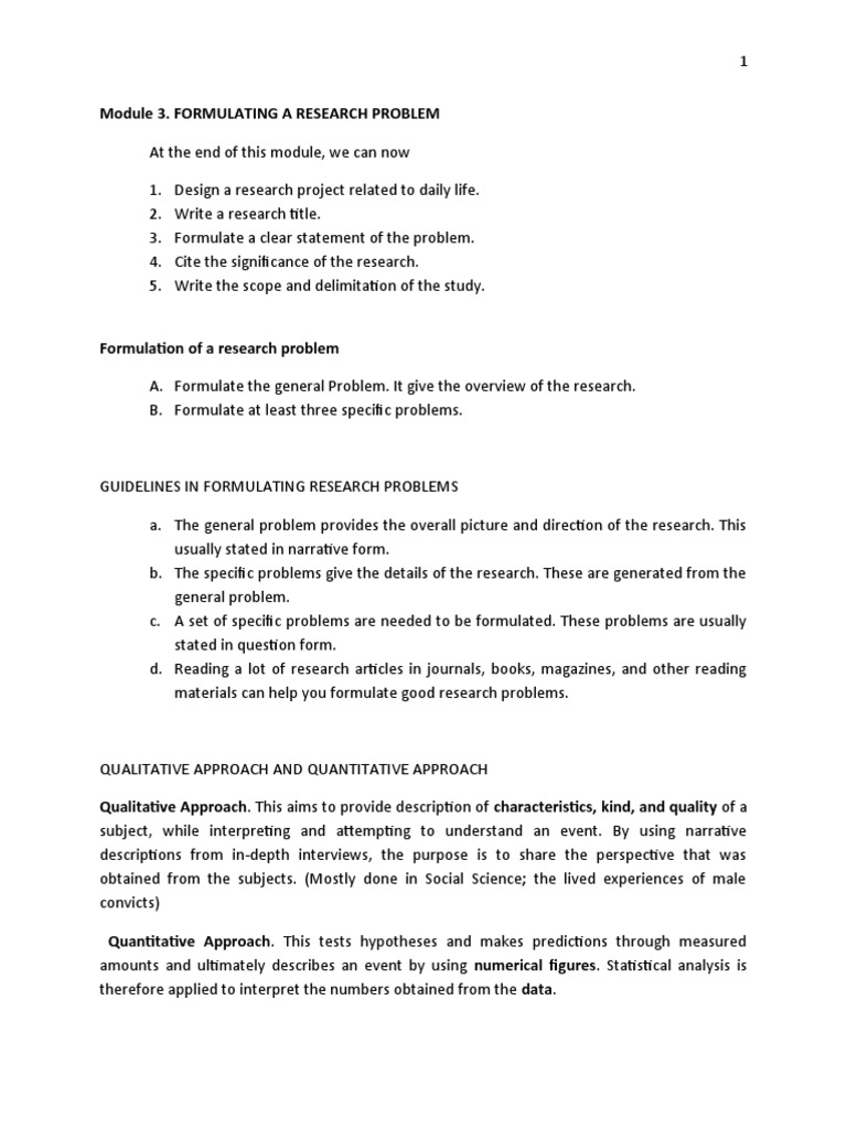 Module 3. Formulation of Research | PDF | Level Of Measurement | Statistics Module 3. Formulation of Research | PDF | Level Of Measurement | Statistics
