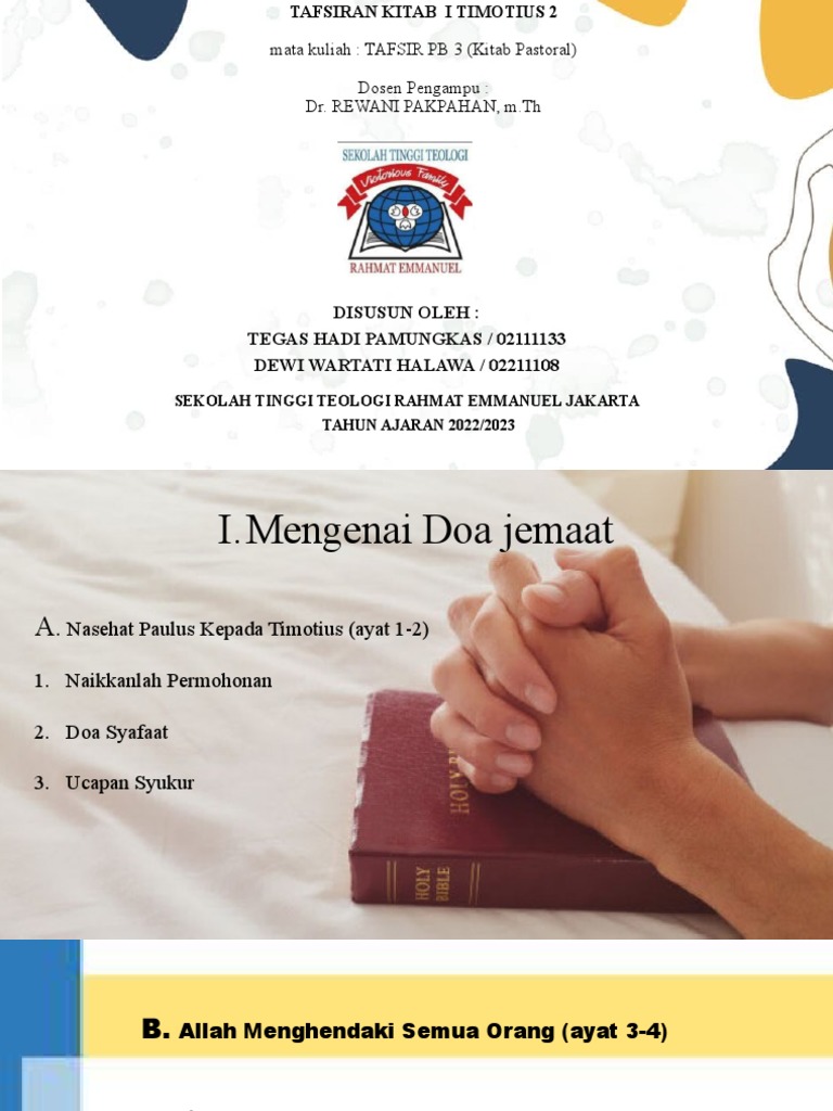Tafsir 1 Timotius 2 | PDF | Agama & Spiritualitas