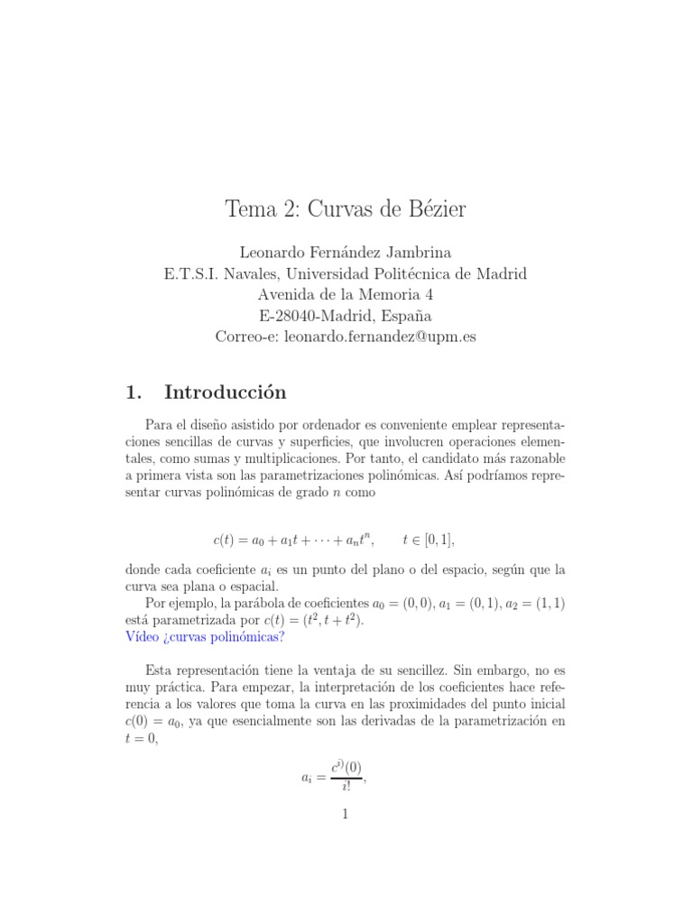 Curvas de Bézier: Fundamentos y Propiedades | PDF | Vector Euclidiano ...