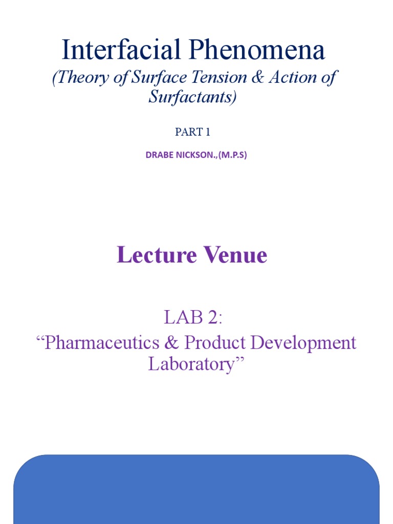 Interfacial Phenomena in Pharmaceutical Formulation | PDF | Surface ...