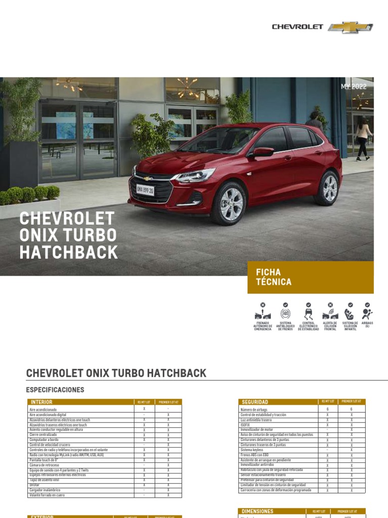 Ficha Tecnica Onix Turbo HB | PDF | Sistema de freno antibloqueo | Transporte