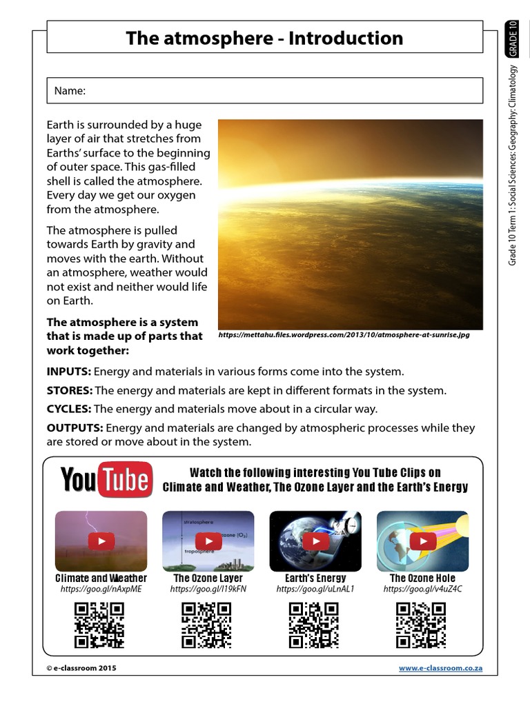 Engg10k1 Ss Geo The Atmosphere Introduction | PDF | Atmosphere Of Earth ...