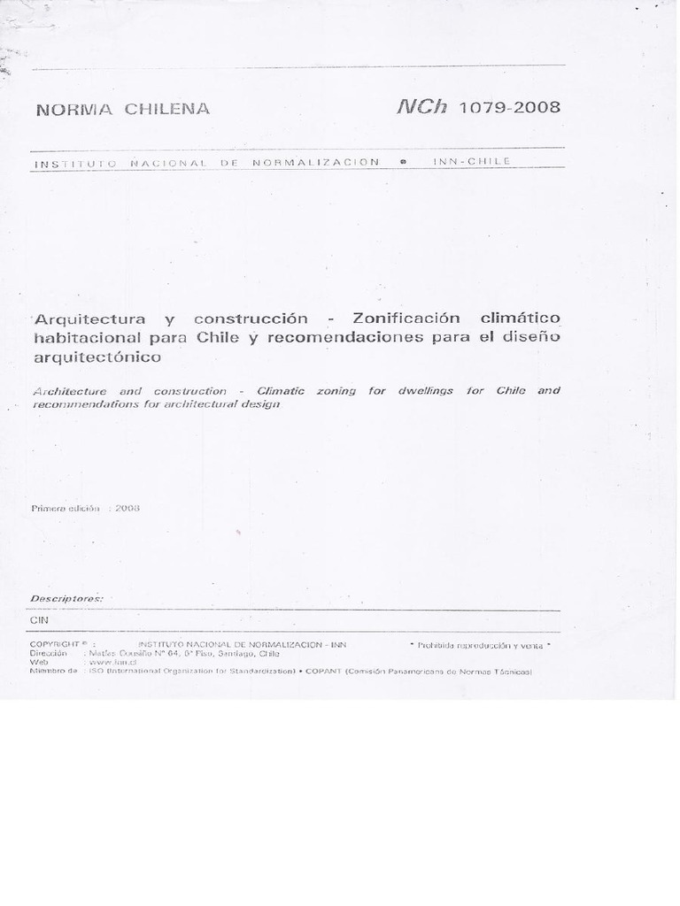NCH 1079-2008-Arquitectura y Construccion-Zonificacion Climatico Habitacional para Chile y ...