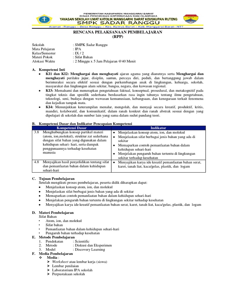 RPP Ipa Sifat Bahan | PDF