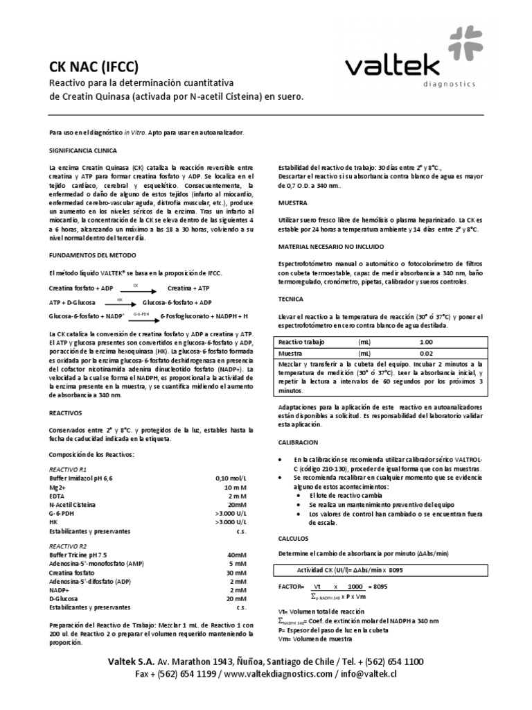 CK NAC. Inserto | PDF | Enzima | Infarto de miocardio