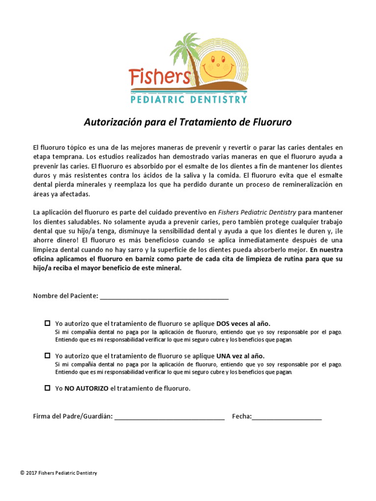 Fluoride Treatment Consent Form SPN 2017 | PDF