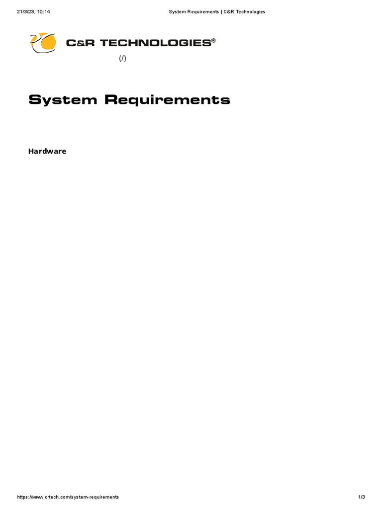 System Requirements - C&R Technologies | PDF | Auto Cad | Graphics ...