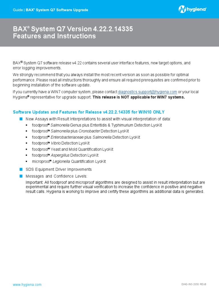 BAX System Q7 Version 4.22.2.14335 Features and Instructions | PDF ...