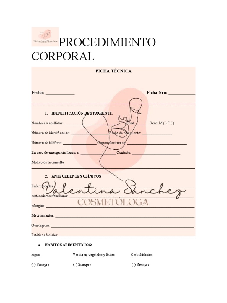 Ficha Técnica de Cosmetología Facial | PDF | Historial médico ...