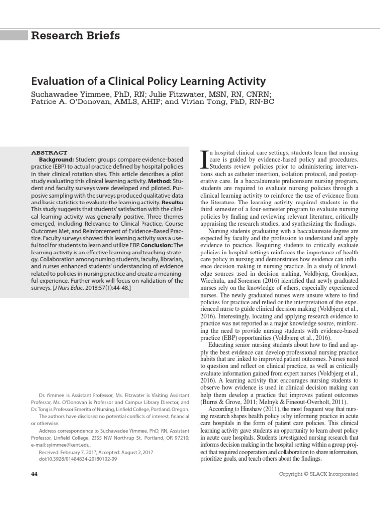 Research Briefs | PDF | Nursing | Evidence Based Practice