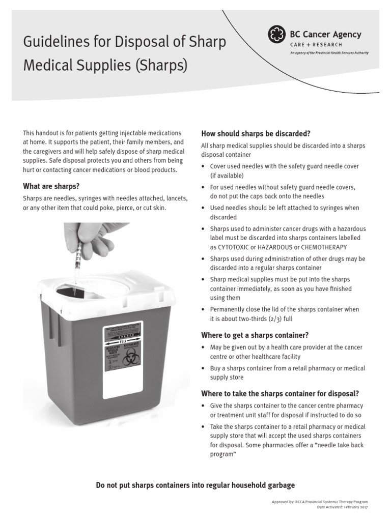 Safe Disposal Guide for Medical Sharps | PDF | Pharmacology | Health ...