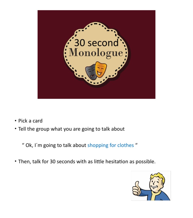 30 Second Monologues | PDF