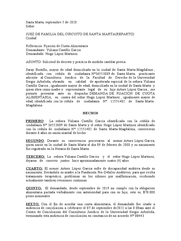 Demanda y Otorgamiento de Poder | PDF | Demanda judicial | Pensión alimenticia