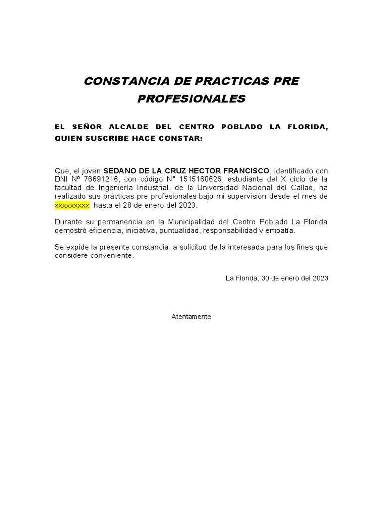 Constancia de Prácticas Pre | PDF