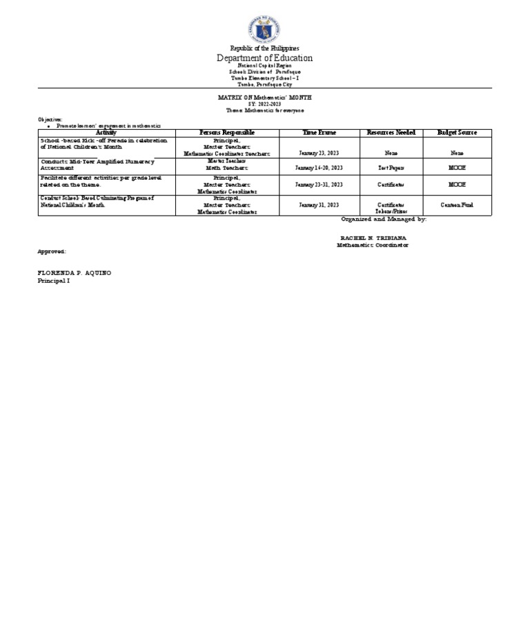 Math Month Matrix | PDF | Science | Mathematics