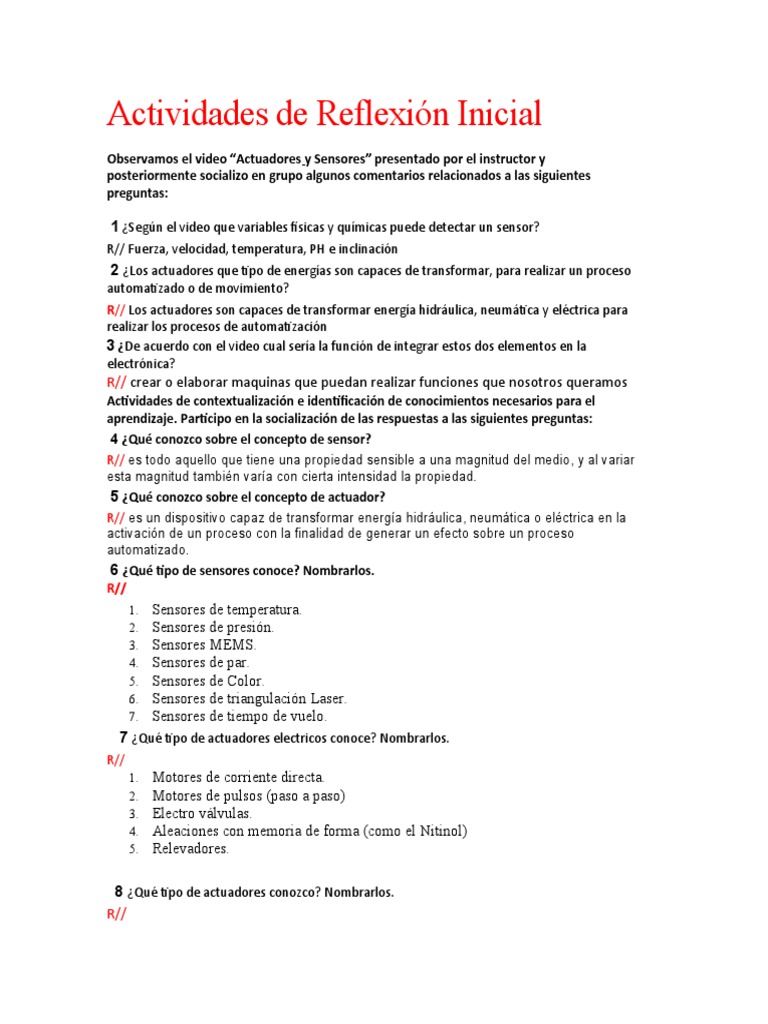 Actividades de Reflexión Inicial | PDF