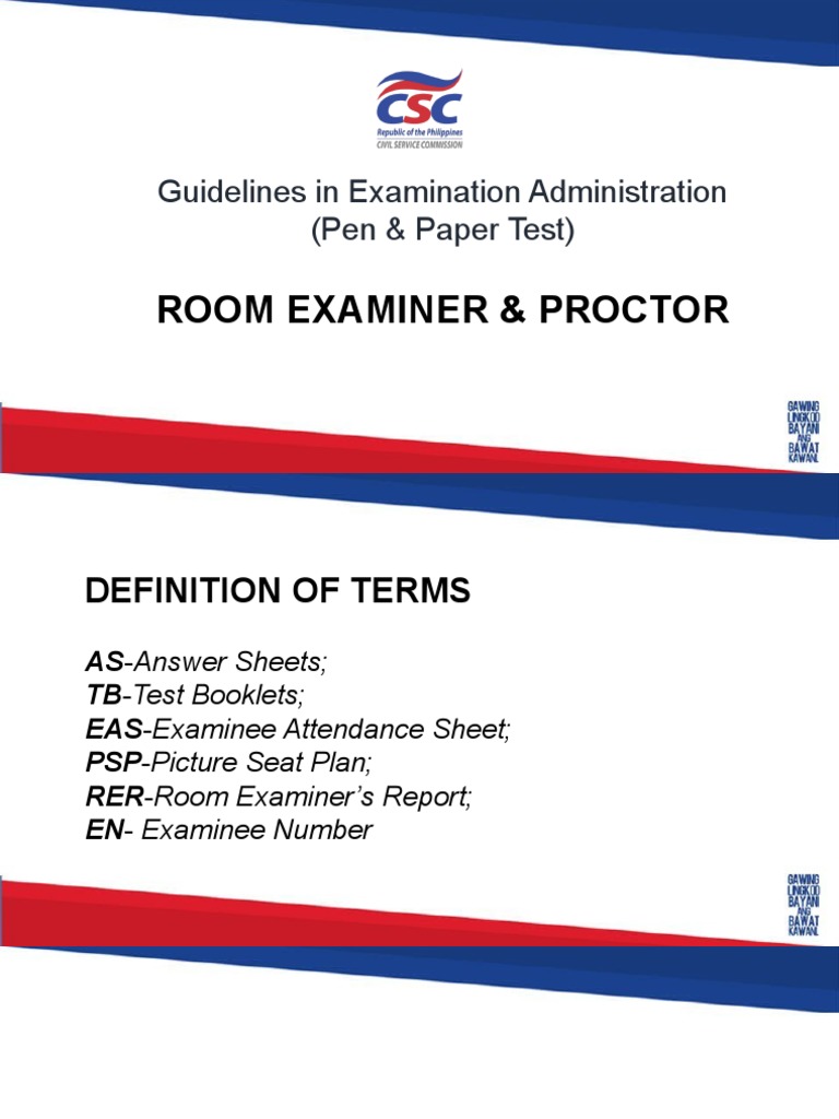 Guidelines in Examination Administration (Pen & Paper Test) : Room ...